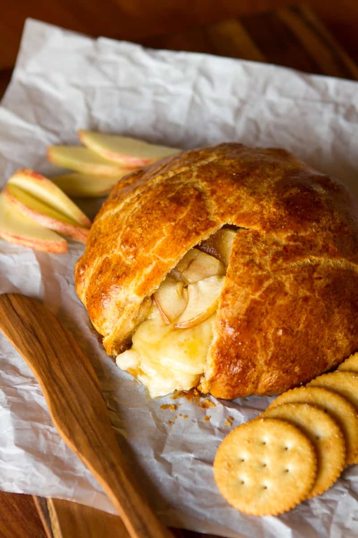 Warm Brie Cheese Baked In A Crescent Roll (Easy Appetizer Recipe!)