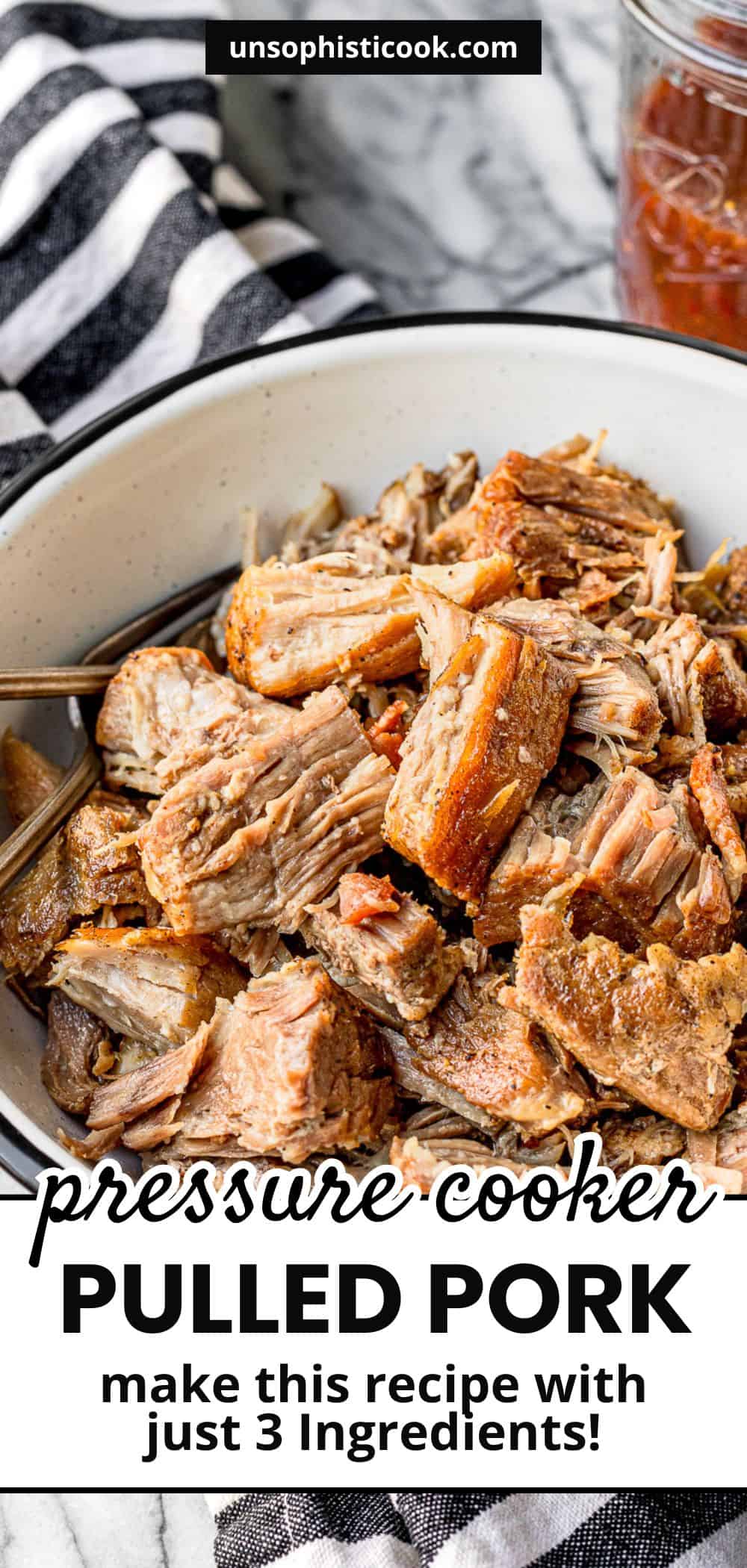 3-Ingredient Basic Instant Pot Pulled Pork (No BBQ Sauce!)